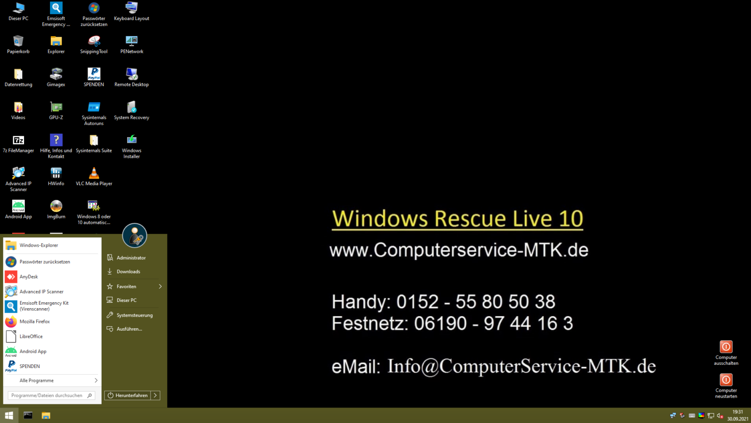 Windows Rescue Live: Die Notfall-DVD | ComputerService MTK